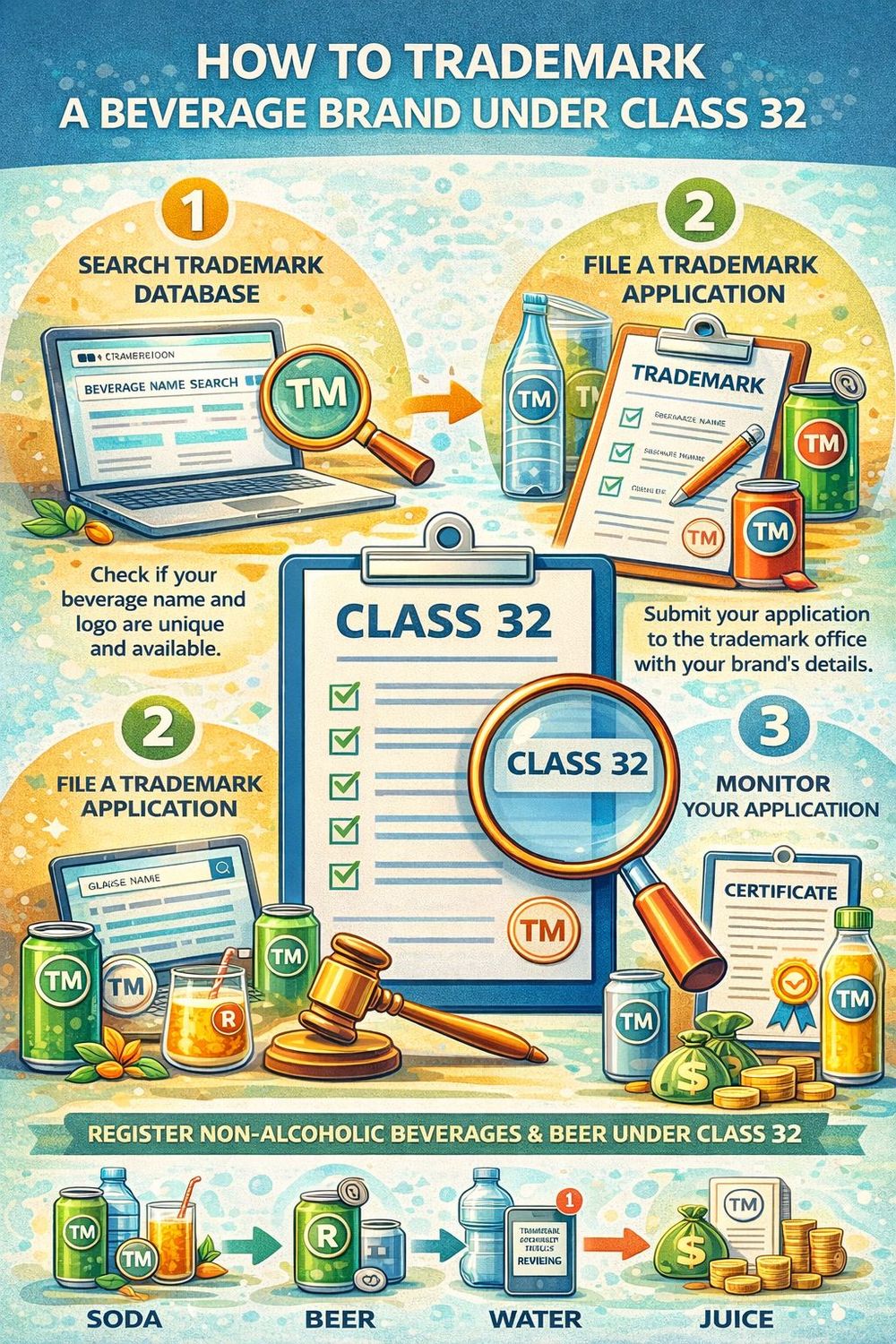Class 32 Explained: How to Trademark Non-Alcoholic Beverages and Beer